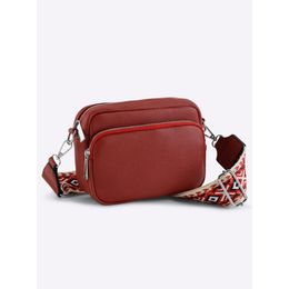Heine Damen Schultertasche, rot, Baumwollmischung, Metall, Viskosemischung, unifarben, Taschen