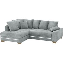 Ecksofa MR. COUCH, B:243cm H:88cm T:190cm, silber, Dolce (100% Polyester), Wohnzimmer, Sofas, "Nikita II, L-Form", mit RGB-LED Beleuchtung, wahlweise