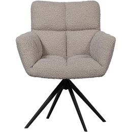 Esszimmerstuhl Woood, B:70cm H:89cm T:61cm, beige, Polyester, St&uuml;hle, "Vinny", mit Armlehnen, Drehfu&szlig;, Breite 70 cm