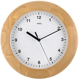 AMS Funkwanduhr "F5904/18", B/H/L: 5cm, braun, Wanduhren, Quarz,Holz,Buche,Wohnzimmer,Esszimmer,Küche,Arbeitszimmer,Büro,Flur