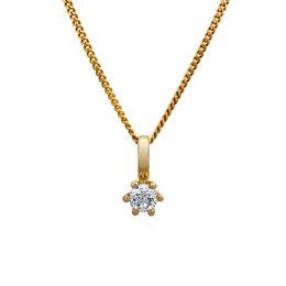 OROLINO Damen Kette mit Anhänger "585/- Gelbgold Brillant SI Vollschliff Rund", 45cm, 0,25, Gold, L: 45, gelb, Gold, Halsketten