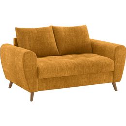 2-Sitzer MR. COUCH, B:160cm H:71cm T:90cm, orange, Dolce (100% Polyester), Sofas, "Blackburn II", Mit Kaltschaumpolsterung bis 140 kg belastbar