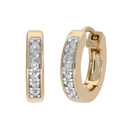Firetti Damen Paar Creolen "Schmuck Geschenk Gold 585, Huggie", 11mm, 0,08 P2 = erkennbare Einschlüsse, Diamanten Gelbgold 585, gold, Diamanten,