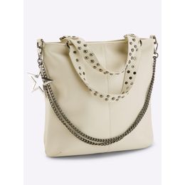 Heine Damen Handtasche, beige, Metall, Viskosemischung, unifarben, Taschen