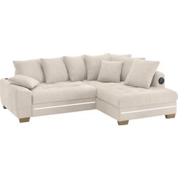Ecksofa MR. COUCH, B:243cm H:88cm T:190cm, beige, Novaclean Avanti (100% Polyester), Wohnzimmer, Sofas, "Nikita II, L-Form", mit Kaltschaum, RGB-LED,