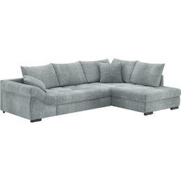 Ecksofa MR. COUCH, B:303cm H:86cm T:202cm, silber, Dolce (100% Polyester), Wohnzimmer, Sofas, "Allegro, L-Form", mit Hochschläfer-Bettauszug,