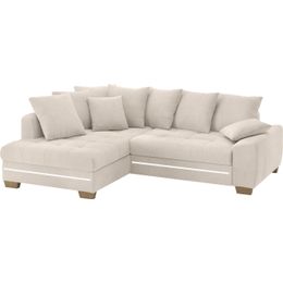 Ecksofa MR. COUCH, B:243cm H:88cm T:190cm, beige, Novaclean Avanti (100% Polyester), Wohnzimmer, Sofas, "Nikita II, L-Form", mit Kaltschaum, RGB-LED