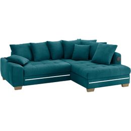 Ecksofa MR. COUCH, B:243cm H:88cm T:190cm, blau, Memphis (Grundgewebe - 100% Polyester; Nutzschicht- 90% Polyester / 10% Polyamide), Wohnzimmer,
