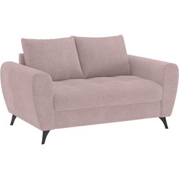 2-Sitzer MR. COUCH, B:160cm H:71cm T:90cm, rosa, Stripes (92% Polyester / 8% Nylon), Sofas, "Blackburn II", Wahlweise mit Kaltschaumpolsterung bis