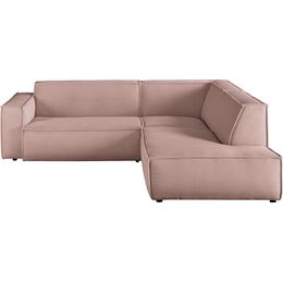 Ecksofa 3C CANDY, B:254cm H:72cm T:224cm, rosa, 88% Polyester, 12% Polyacryl, Wohnzimmer, Sofas, "Matteo in elegant, kubischer Formensprache, bequem,