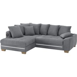 Ecksofa MR. COUCH, B:243cm H:88cm T:190cm, grau, Novaclean Avanti (100% Polyester), Wohnzimmer, Sofas, "Nikita II, L-Form", RGB-LED,