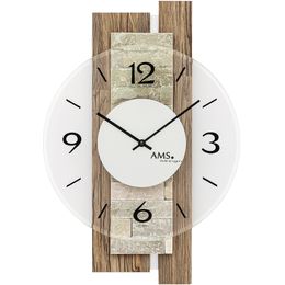 AMS Wanduhr "W9543", B/H/L: 6cm x 40cm x 28cm, braun, Wanduhren, Quarzuhr,Holz,Wohnzimmer,Esszimmer,Küche,Arbeitszimmer,Büro,Flur