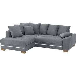 Ecksofa MR. COUCH, B:243cm H:88cm T:190cm, grau, Novaclean Avanti (100% Polyester), Wohnzimmer, Sofas, "Nikita II, L-Form", mit RGB-LED Beleuchtung,