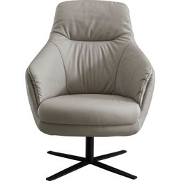 Schöner Wohnen Kollektion Drehsessel, B:75cm H:99cm T:85cm, grau, SCHÖNER WOHNEN-KOLLEKTION, 100% Leder, Wohnzimmer, Sessel, "Sky Sessel bequemer Loungesessel mit tollem
