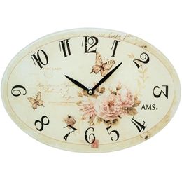 AMS Wanduhr "W9478", B/H/L: 4cm x 21cm x 30cm, bunt, Wanduhren, Quarzuhr,Glas,Wohnzimmer,Esszimmer,Küche,Arbeitszimmer,Büro, Flur