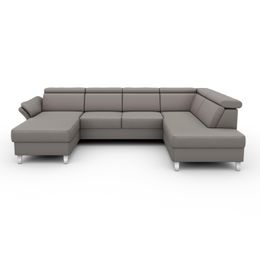 Sit & More Wohnlandschaft SIT & MORE, B:317cm H:84cm T:93cm, grau, Sofas, "Vincenzo U-Form", inklusive Kopfteilverstellung, wahlweise mit Bettfunktion,