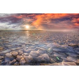 papermoon Fototapete "Steine im Wasser", B/L: 4,5mm x 2,8mm, Bahnen: 9 Stk. St., bunt, Schlafzimmer, Tapeten