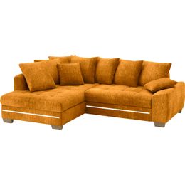 Ecksofa MR. COUCH, B:243cm H:88cm T:190cm, orange, Dolce (100% Polyester), Wohnzimmer, Sofas, "Nikita II, L-Form", mit RGB-LED Beleuchtung, wahlweise