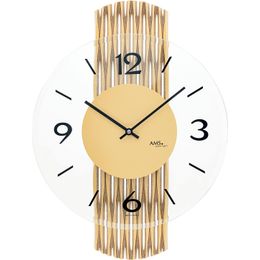 AMS Wanduhr, B/H/L: 27cm x 6cm x 38cm, gold, Wanduhren, Made in Germany,Holz,Wohnzimmer,Esszimmer,Küche,Arbeitszimmer,Flur