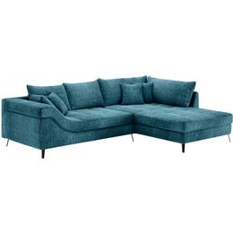 Ecksofa MR. COUCH, B:317cm H:98cm T:228cm, blau, Dolce (100% Polyester), Wohnzimmer, Sofas, "Portofino, L-Form", Mit Kaltschaumpolsterung, bis 140 kg