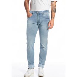 Slim-fit-Jeans Replay "Anbass Superstretch", Herren, Gr. 31, Länge 30, blau (light blau), Obermaterial: 94% Baumwolle, 4% Elastomultiester, 2% Elasthan, modisch, slim fit, Jeans, Topseller