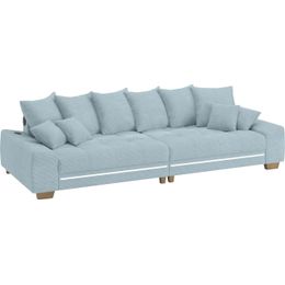 Big-Sofa MR. COUCH, B:300cm H:88cm T:118cm, blau, Stripes (92% Polyester / 8% Nylon), Sofas, "Nikita II", mit RGB-LED, Bluetooth-Soundsystem,