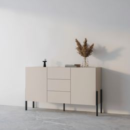 Sideboard Inosign, B:150cm H:90cm T:40cm, beige, Wohnzimmer, Sideboards, "Jukon, Breite 150 bzw.180 cm, moderne grifflose Kommode", Schubladenschrank