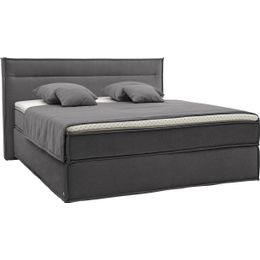Boxspringbett Musterring, B:200cm L:215cm, grau, Komplettbetten, "JustB SC100", schwebende Optik, inklusive Topper, verschiedene Farben, 180 x 200 cm
