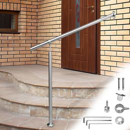 SWANEW Rampe d'escalier en Acier affiné Rambarde Main Courante Balustrade Escalier Pied de support 180cm