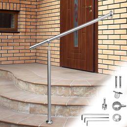 SWANEW Rampe d'escalier en Acier affiné Rambarde Main Courante Balustrade Escalier Pied de support 150cm