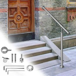 SWANEW Rampe d'escalier en Acier affiné Rambarde Main Courante Balustrade Escalier Pied de support 120cm