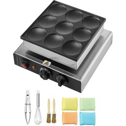 Mophorn - Dutch Pancake Maker, 9-teiliges Dorayaki-Backgerät mit 76 mm Durchmesser, 850 w kommerzieller elektrischer Poffertjes-Grill,