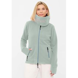 Fleecejacke Bench. "FUNNEL" Gr. 36, grün (abyss), Damen, Fleece, Obermaterial: 100% Polyester, unifarben, Glanzfaden, Jacken, mit Glitzerstickerei