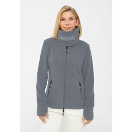 Fleecejacke Bench. "FUNNEL" Gr. 44, grau (steel grau), Damen, Fleece, Obermaterial: 100% Polyester, unifarben, Glanzfaden, Jacken, mit Glitzerstickerei