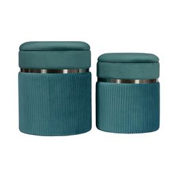 Kayoom Hocker Zora 325 2er-Set Petrol / Silber