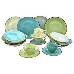 Kombiservice Creatable "Geschirr-Set NATURE COLLECTION", bunt (grau, blau, grün, sand), 20 tlg., Steinzeug, Geschirr-Sets, Service, 20 Teile, für 4 Personen