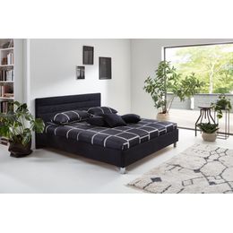 Polsterbett, schwarz, B:190cm L:210cm, Bezug: Microvelours (100% Polyester);Bonnell-Federkern-Matratzenbezug: 100% Polyester;Kaltschaum-Matratzenbezug: Frottee 100% Polyester, Bezug abnehm- und waschbar bis 60C, Westfalia Schlafkomfort, Betten, Polsterbett