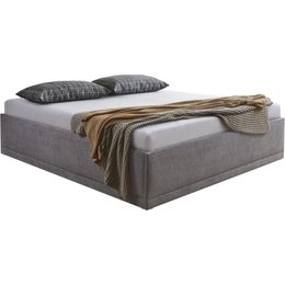Polsterbett "Texel", grau, B:206cm H:34cm L:206cm, Bezug Bett: Veloursstoff 100% Polyester oder Microfaser (100% Polyester);Bonnell-Federkernmatratze: 51% Polypropylen, 39% Polyester und 10% Baumwolle;Kaltschaummatratze: 100% Polyester, Bezug abnehm- und waschbar bis 60C;Kissenbezug: 100% Polyester, Füllung : 100% Polyester (Hohlfaser), Westfalia Schlafkomfort, Betten, Standardhöhe mit Zierkissen,