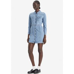 Levi's Jeanskleid LEVI'S "FLYNN WESTERN CORE DRES", Damen, Gr. S (36), N-Gr, blau, Denim/Jeans, Obermaterial: 100% Baumwolle, casual, Langarm, Kleider