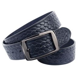 Lederg&uuml;rtel Anthoni Crown, Damen, Gr. 110, blau (dunkelblau), Leder, Flechtoptik, unifarben, G&uuml;rtel Lederg&uuml;rtel, Pflanzlich gegerbter Vollrindlederg&uuml;rtel mit Flecht-Pr&auml;gung