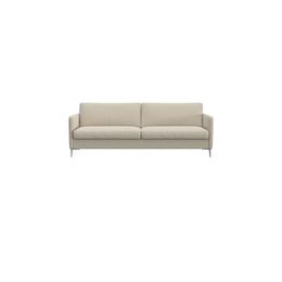 3-Sitzer FLEXLUX "Fiore, super Sitzkomfort durch Kaltschaum im Sitz", wei&szlig; (sanftes wei&szlig;), B:214cm H:85cm T:92cm, 100% Polyester, Sofas, schmale Armlehnen, F&uuml;&szlig;e Alu