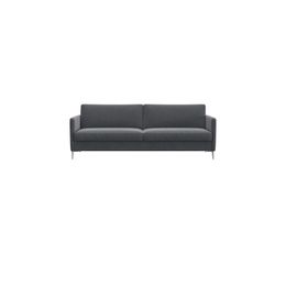 3-Sitzer FLEXLUX "Fiore, super Sitzkomfort durch Kaltschaum im Sitz", grau (soft grau), B:214cm H:85cm T:92cm, 100% Polyester, Sofas, schmale Armlehnen, F&uuml;&szlig;e Alu