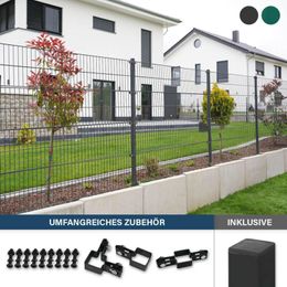 Home Deluxe Doppelstabmattenzan morata , Gartenzaun, Mattenzaun Höhe: 120 cm / Länge: 10 m 1x Eckpfosten Gartenzaun Mattenzaun