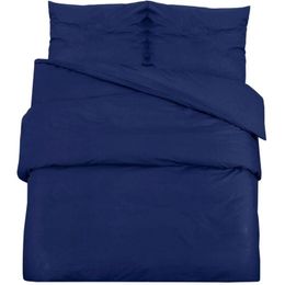 vidaXL - Bettwäsche-Set Marineblau 200x220 cm Leichte Mikrofaser