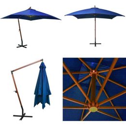 vidaXL Ampelschirm mit Mast Azurblau 3x3 m Massivholz Tanne - Sonnenschirm - Sonnenschirme - Home & Living - Blau