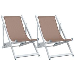 Strandstühle 2 Stk. Klappbar Braun Aluminium und Textilene vidaXL