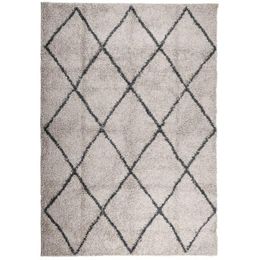 vidaXL - Teppich Shaggy Hochflor Modern Beige und Anthrazit 120x170 cm