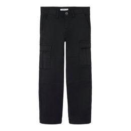 Cargohose name it "NKMRYAN ST TWI CARGO PANT 5720-OT NOOS" Gr. 152, N-Gr, schwarz, Jungen, Web, Obermaterial: 98% Baumwolle, 2% Elasthan, unifarben, Hosen