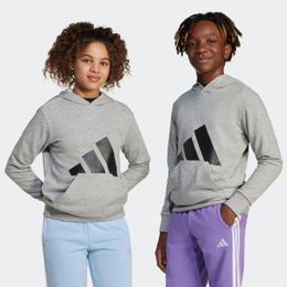 Kapuzensweatshirt adidas Sportswear "J BL FT HD 280" Gr. 128, grau (medium grau heather, schwarz), Kinder, Obermaterial: 55% Baumwolle, 36% Polyester, 9% Viskose, Sweatshirts