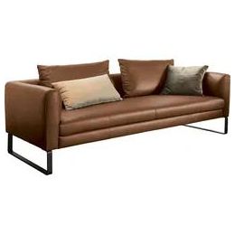 3-Sitzer 3C Candy "Avola Designsofa mit Lederbezug, tolle Verarbeitungsdetails", braun (brandy), B:204cm H:85cm T:100cm, Sofas, bequem und komfortabel